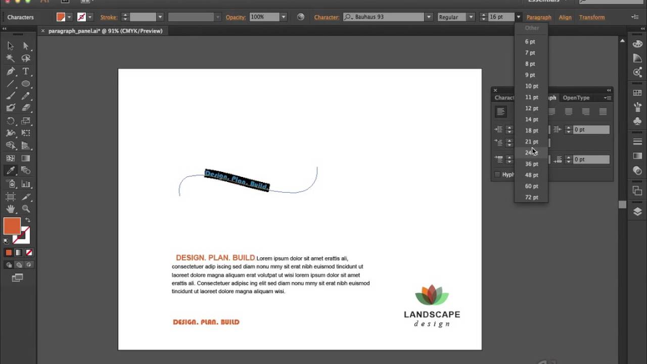 Illustrator CC Tutorials - 7 - Text on an Open Path - YouTube