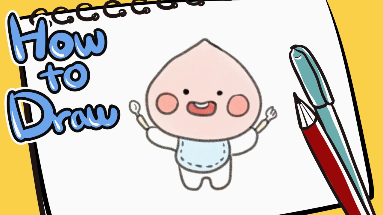 카카오 프렌즈 아기 어피치 그리기 How to draw Baby Apeach from KakaoFriends - YouTube