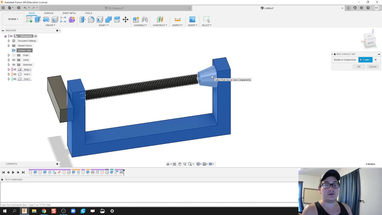 C Clamp using Cylindrical Joints - Day 78 of 100 Autodesk Fusion 360 ...