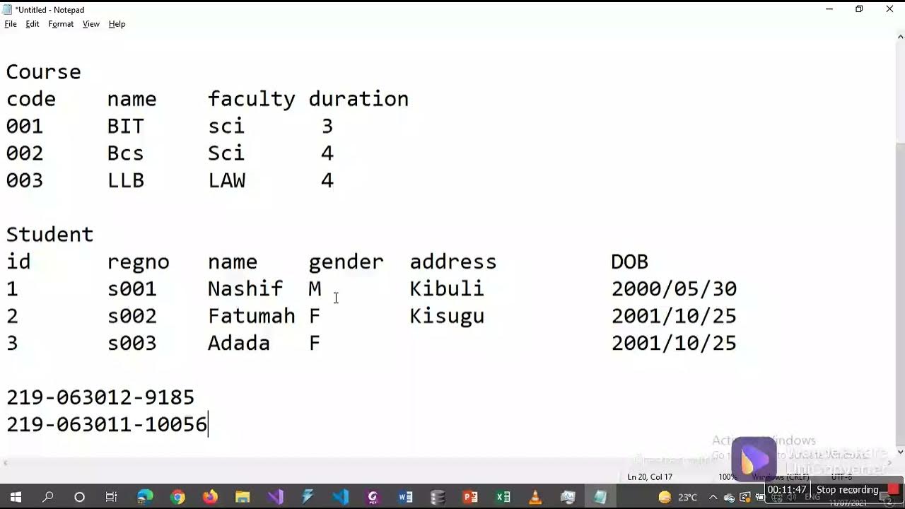 LECTURE 1.6 Creating a sample Table in mySQL. - YouTube