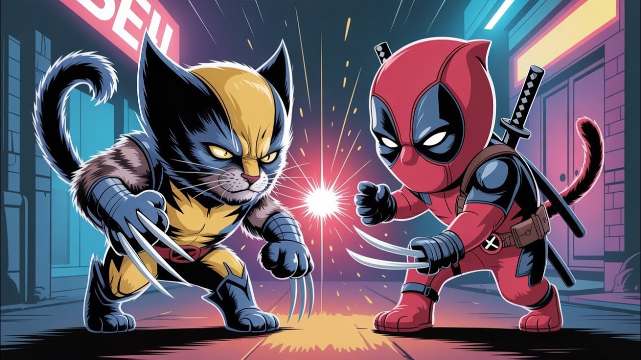 🐾 Wolverine Cat vs Deadpool Cat – Epic Feline Showdown!#viral # ...