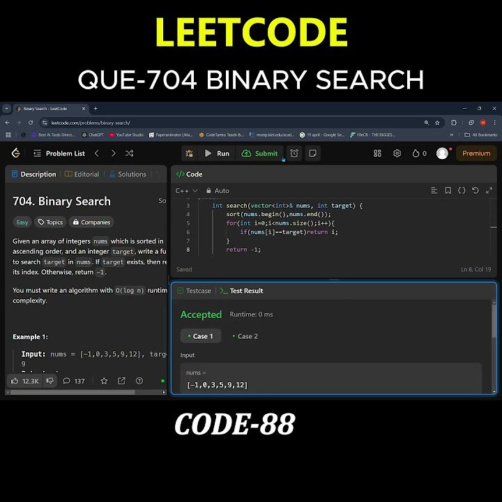 Current Coders 45 1000 Leetcode Question 704 Binary Search
