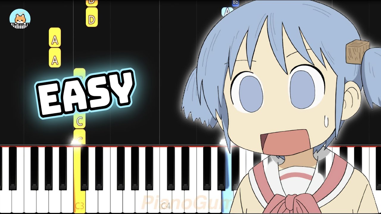 Nichijou OP - "Hyadain no Kakakata☆Kataomoi - C" - EASY Piano Tutorial ...