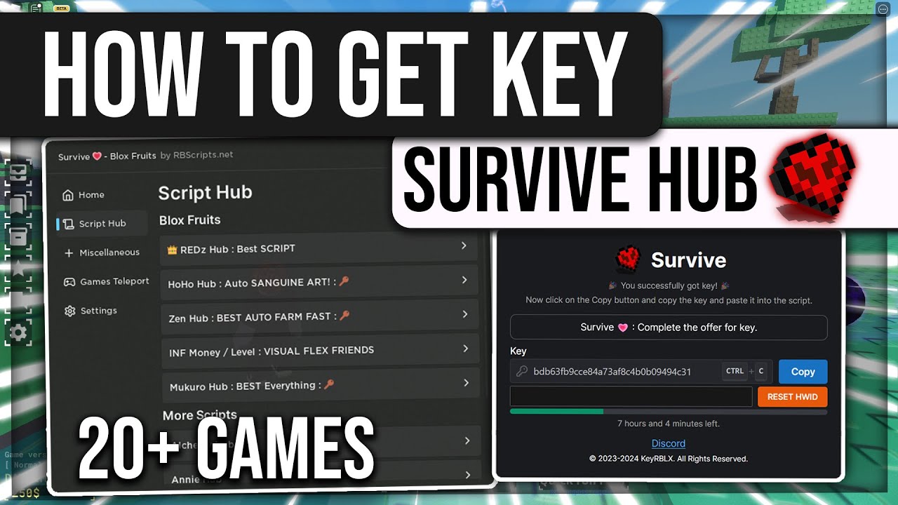 How to Get Key / Complete KEY SYSTEM for Survive Hub : Easy GUIDE take ...