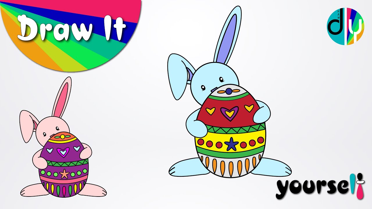 Cute Easter Bunny step by step drawing for kids | How to draw easy ...