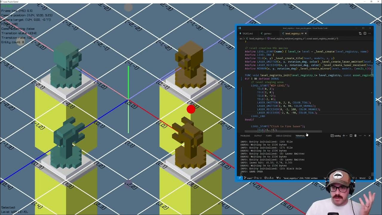 Laser Puzzle Game | Creating a level in C | Raylib/C - YouTube