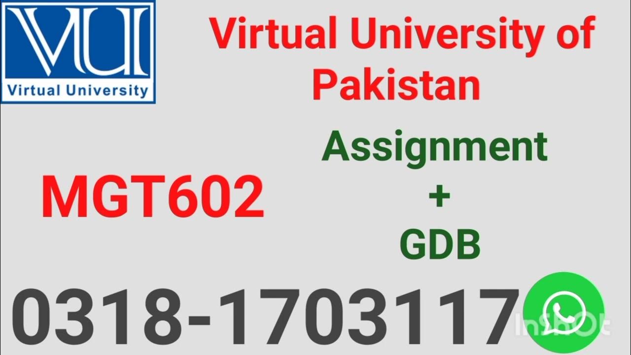 MGT602 Assignment 1 Solution Fall 2024 | 100% Correct Answer by StudyStore4 - YouTube