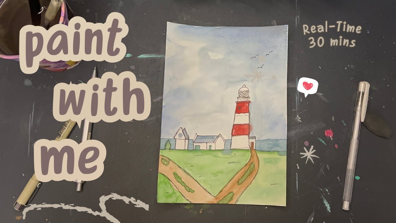 Paint with Me in Real Time | Step-by-Step for beginners🌊Watercolour ...