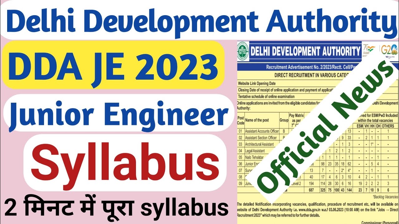 DDA JE 2023 | DDA JE SYLLABUS | DDA JE | dda je full syllabus | delhi ...