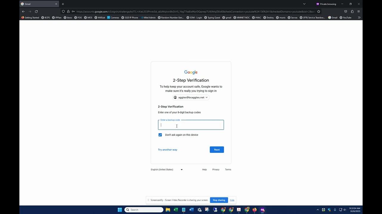 Using Google 2 step verification backup codes - YouTube