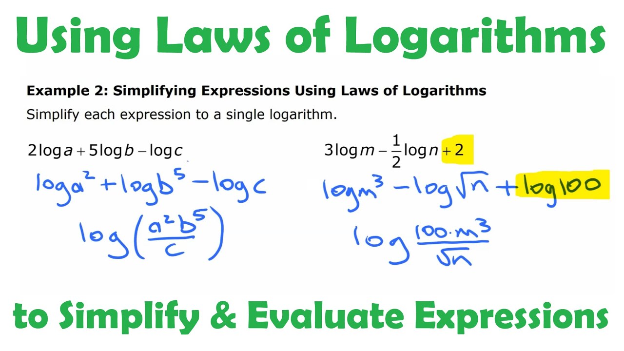 Using Laws Of Logarithms To Simplify And Evaluate Expressions 8 3b
