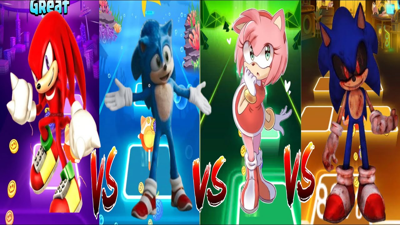 Tiles hop| Knuckles the Echidna 🆚 Sonic primer 🆚 Amy Rose 🆚 zombie Sonic, EDM RUSH 🎶|Coffin ...