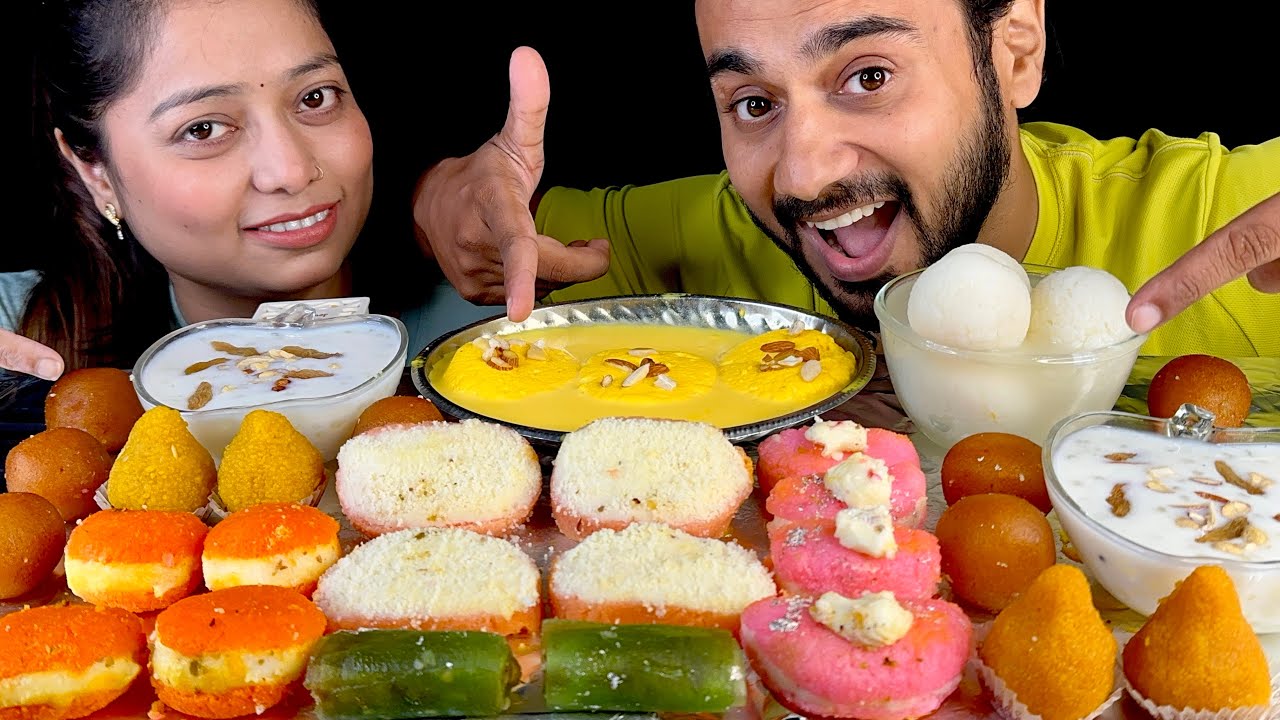 Eating Rasmalai, Gulab Jamun, Rasgulla, Modak, Paan Mewa, Kheer ...