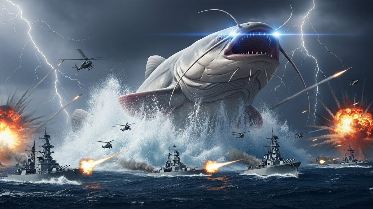 Monster White Catfish vs Modern Military | Cinematic War - YouTube