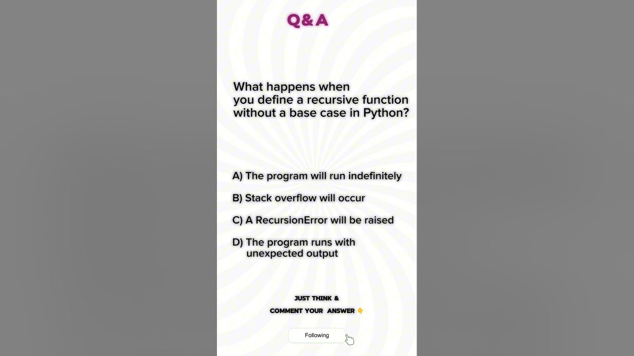 Just think and comment your answer 😎#codingquiz #python3 # ... Just think and comment your answer 😎#codingquiz #python3 # ...