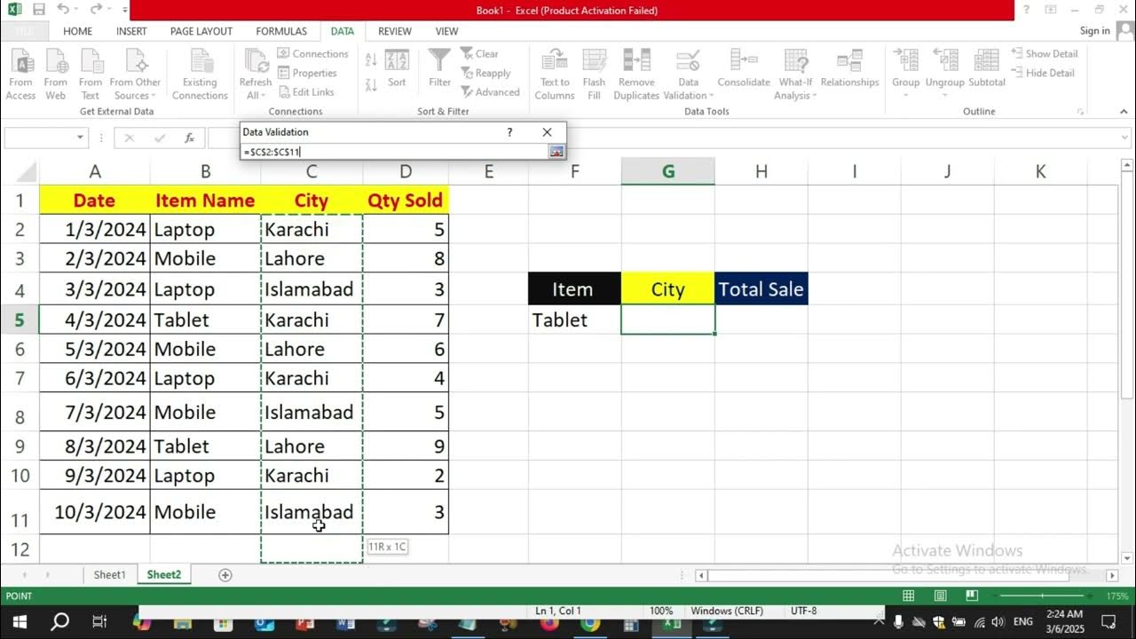 How to Create a List of Items in a Single Cell Using Data Validation in Excel @TechnicalKorner ...