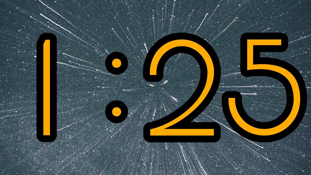 1 Minute and 25 Second Timer ⏰ | Bright big yellow numbers and relaxing background music - YouTube
