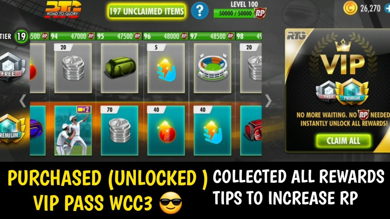 😎 PURCHASED (unlocked) VIP PASS WCC3| Tips to increase RP VIP PASS ...