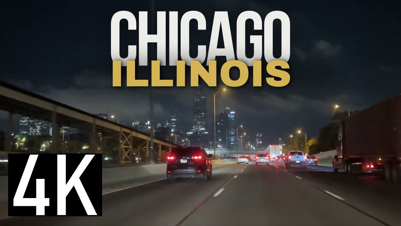 Driving into Chicago & Underground at Night 4K - Eisenhower Expressway ...