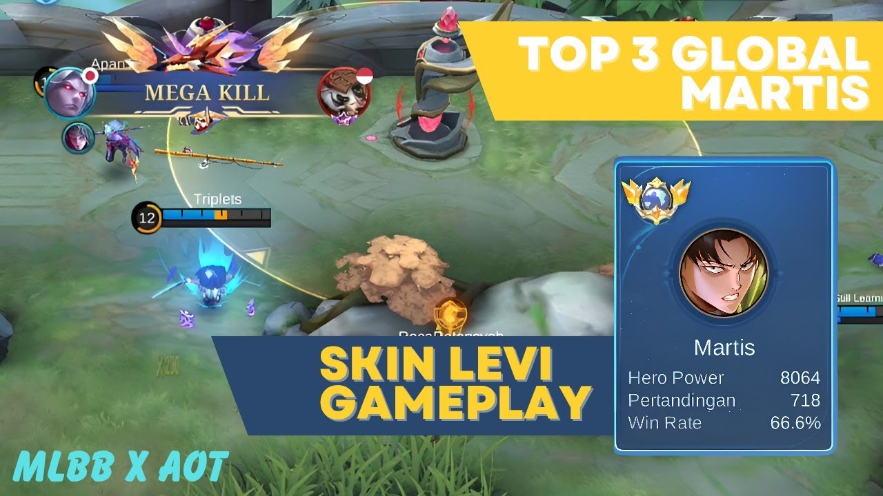 SKIN LEVI GAMEPLAY by TOP GLOBAL 3 MARTIS | MOBILE LEGENDS x ATTACK ON ...