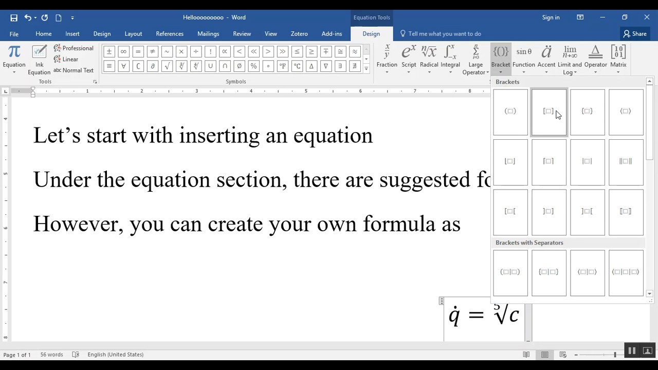 Insert equation and symbol - YouTube