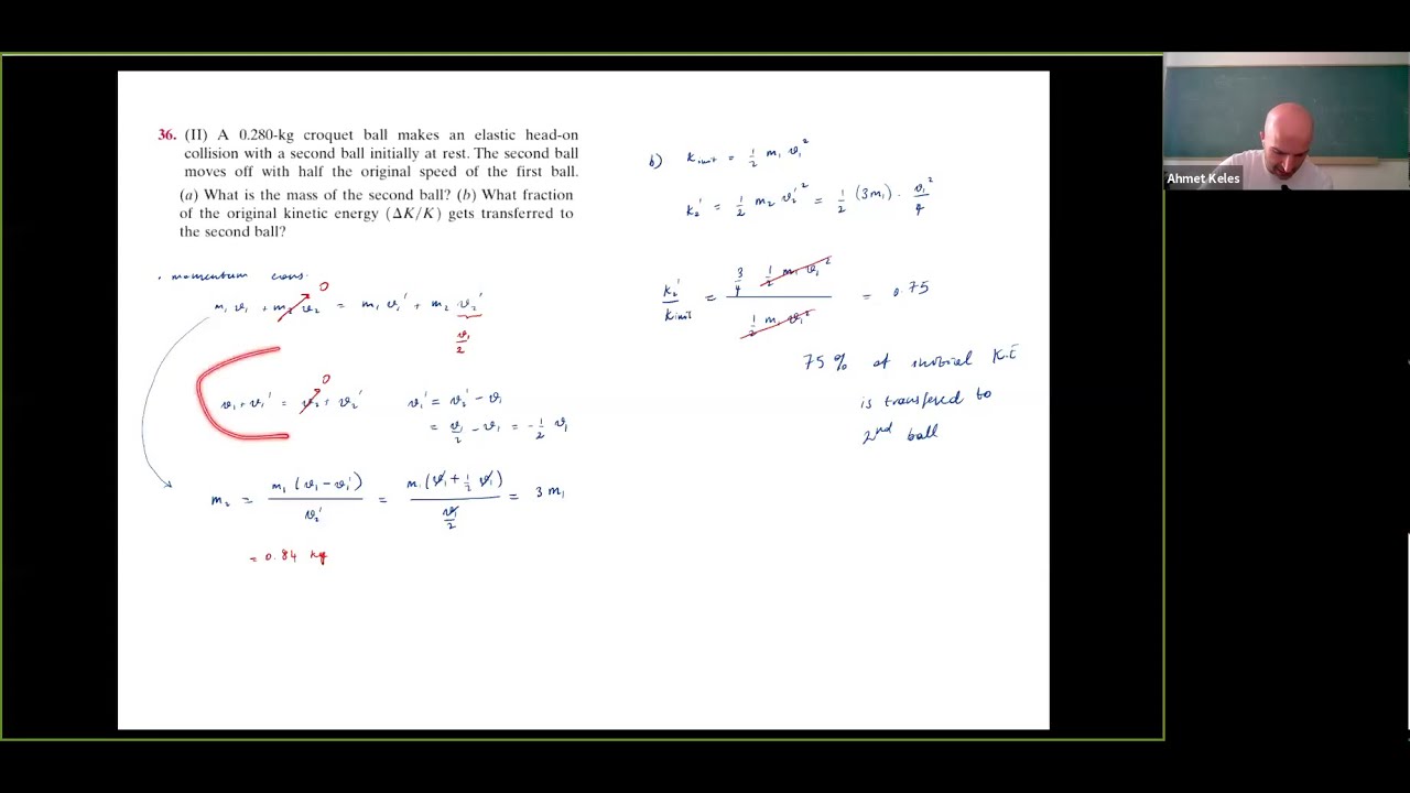 ODTU Phys 105 Ch 9 Linear momentum problem session - YouTube