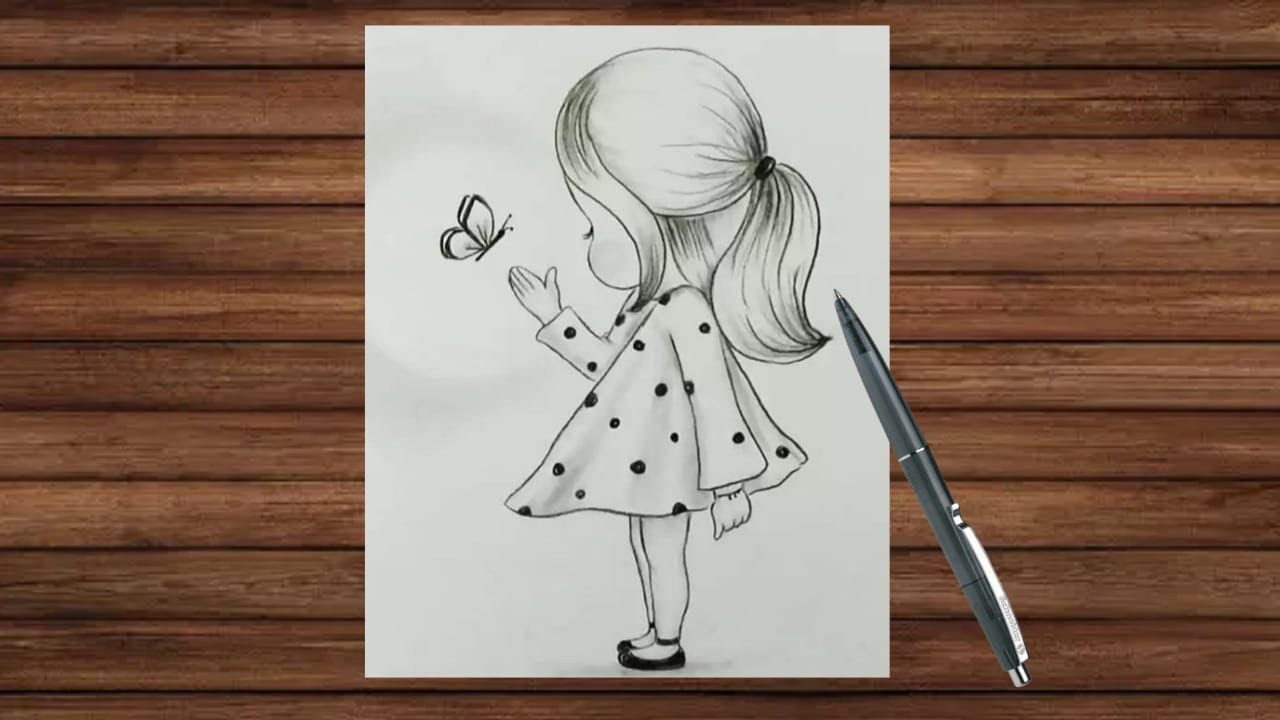 How to draw a girl with butterfly || Pencil sketch for beginner || very ...