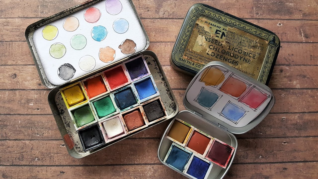 Vintage Tin Watercolour Palette - YouTube