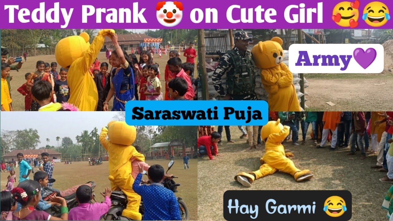Teddy Bear Prank on Cute Girls😂 || Saraswati Puja Special || ASP Funny ...