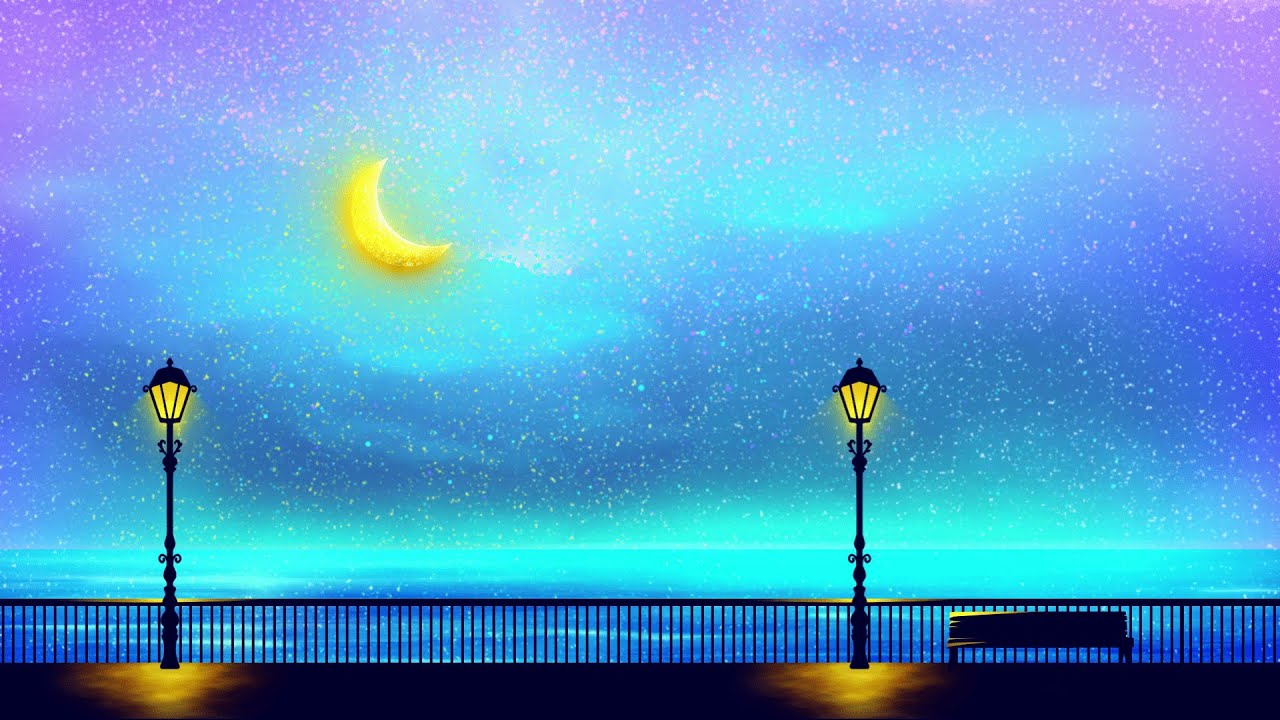 Golden Moon Over The Ocean Animation - YouTube
