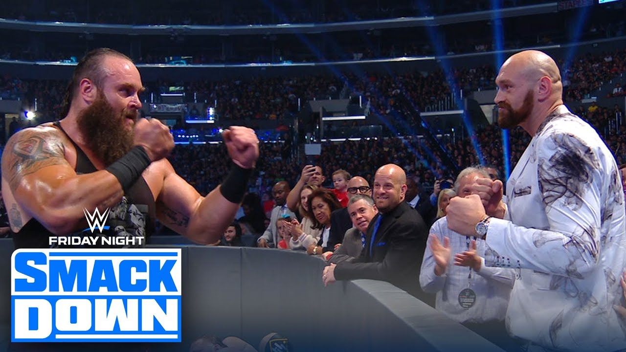 Braun Strowman mixes it up w/boxing champ Tyson Fury ringside at ...