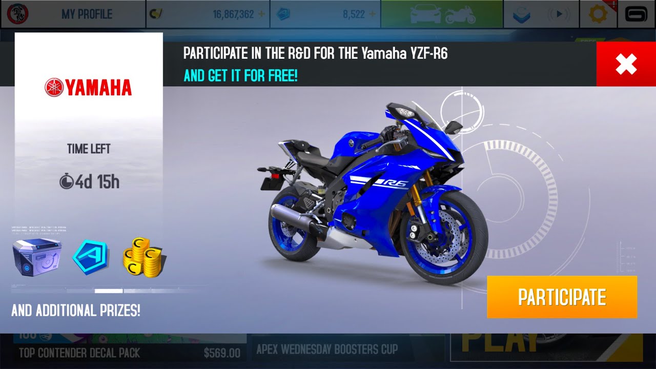 Asphalt 8, YAMAHA YZF-R6, First Look - YouTube