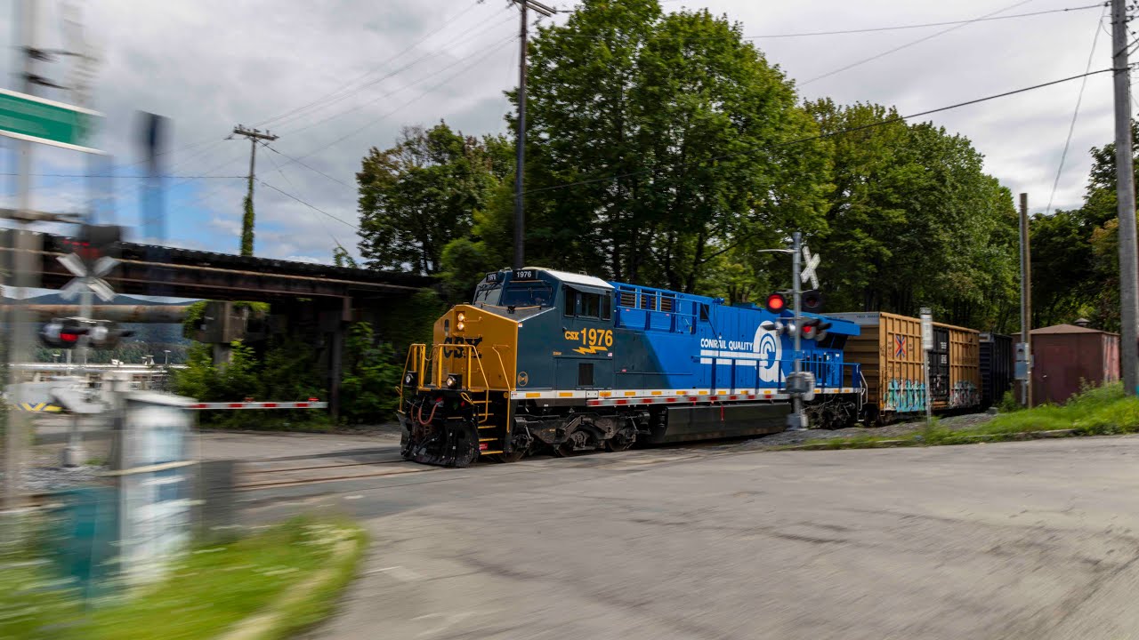 Chasing CSX 1976 "Conrail" for 50 miles up the river line! - YouTube