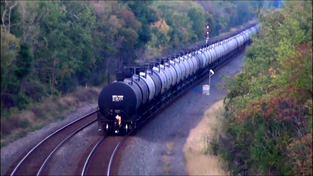 Long CSX Oil Tanker Train Overhead View - YouTube