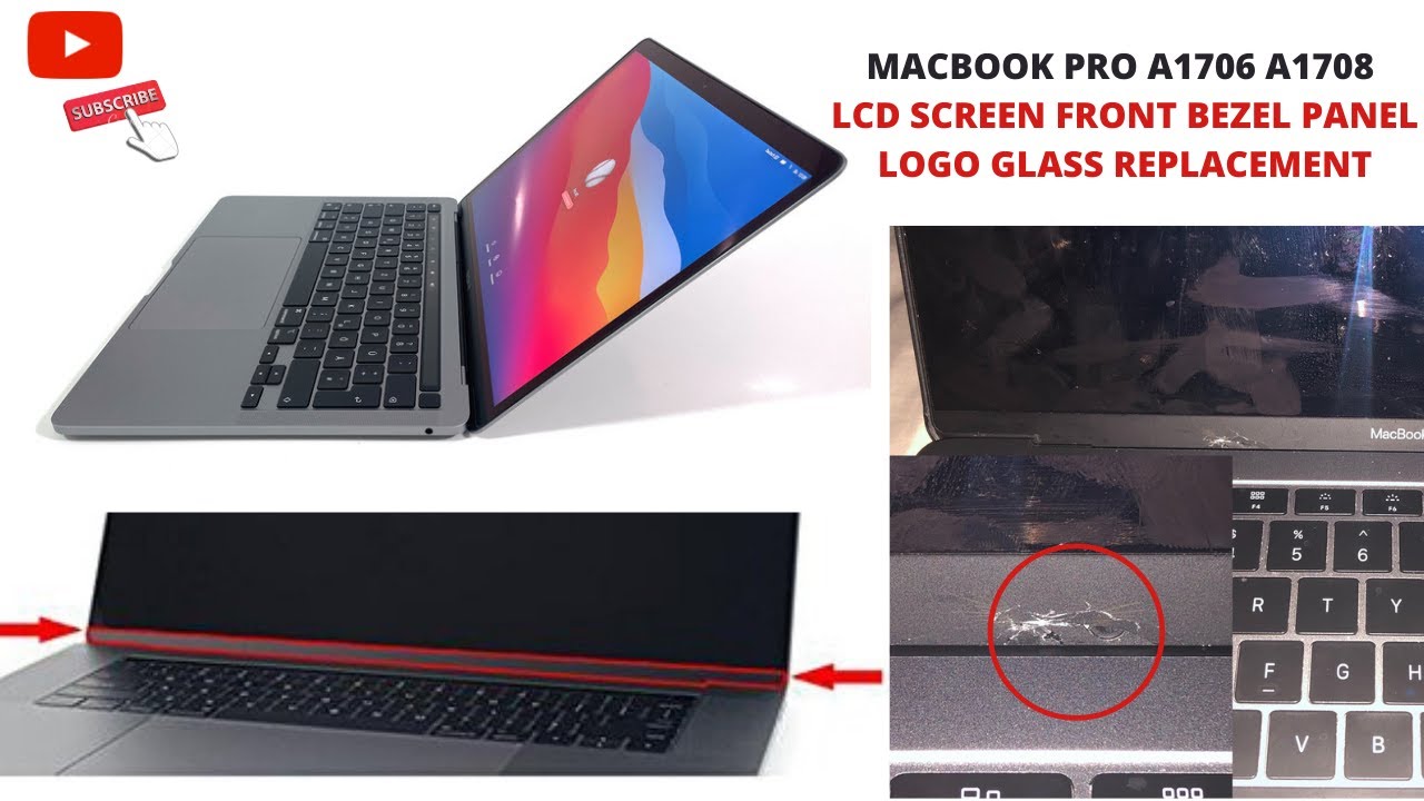 MACBOOK PRO A1706 A1708 FRONT BEZEL PANEL LOGO GLASS COVER REPLACEMENT ...
