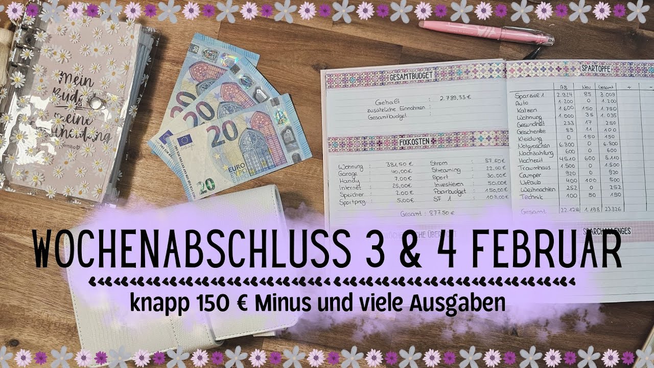 Wochenabschluss 3 und 4 Februar💜 150 € Minus und viele Ausgaben💸 ...