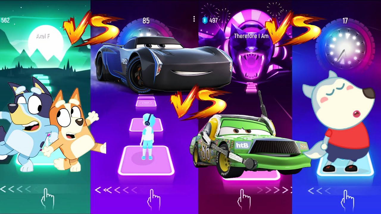 Bluey Vs Jackson Storm Vs Tow Mater Vs Wolfoo | Tiles Hop - YouTube