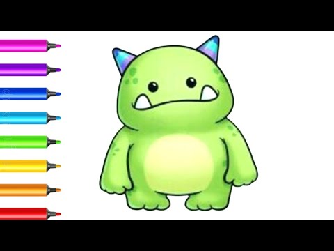 How To Draw A Scary Cute Monster || Easy Drawings | How to Draw Green ...