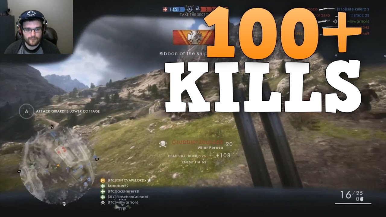 First 100+ Kill Game on Xbox One: Battlefield 1 Multiplayer - YouTube