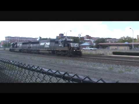 NS 6311 and 6302 EMD SD40E in Downtown Altoona, PA 8-30-13 - YouTube
