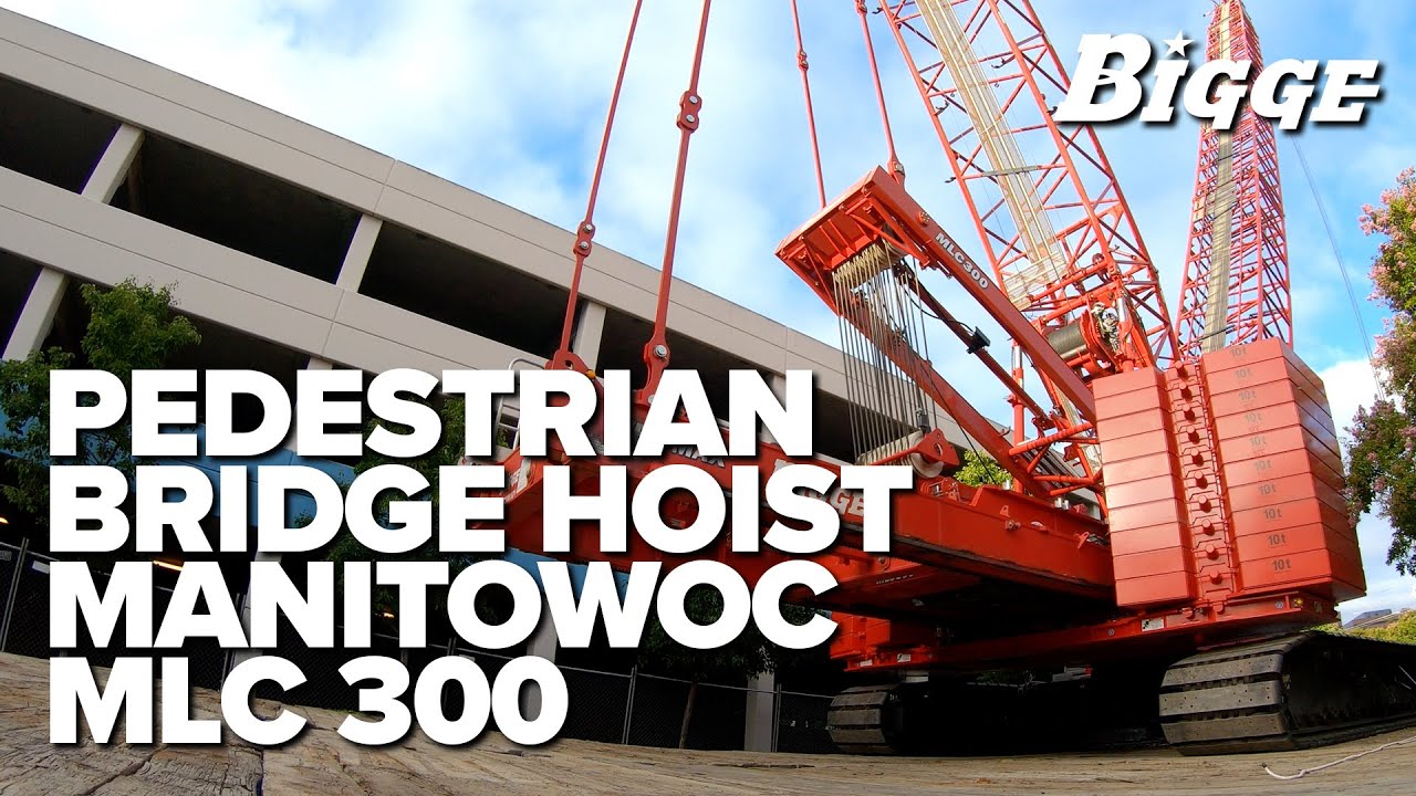 Hoisting a Pedestrian Bridge for Repair with Bigge's MLC300 - YouTube