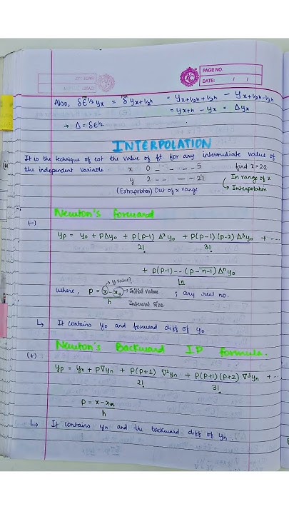 INTERPOLATION: Interpolation using Newton's forward and backward difference formula- 🐦 btech ...