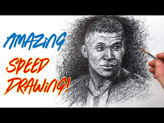 How to Draw Mbappé | Mind Blowing Scribble Art Drawing - Videos For Kids