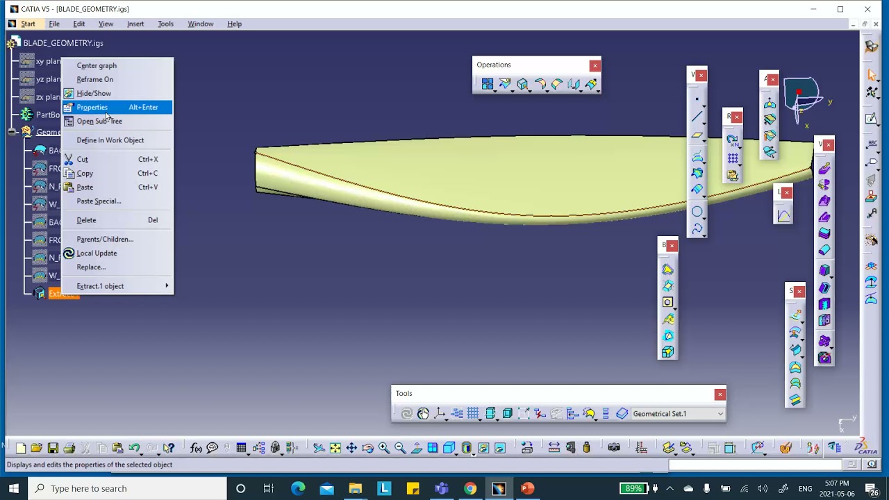 Composites Catia v5 6R2018, "Native" FEA, video 37, Composite Propeller ...