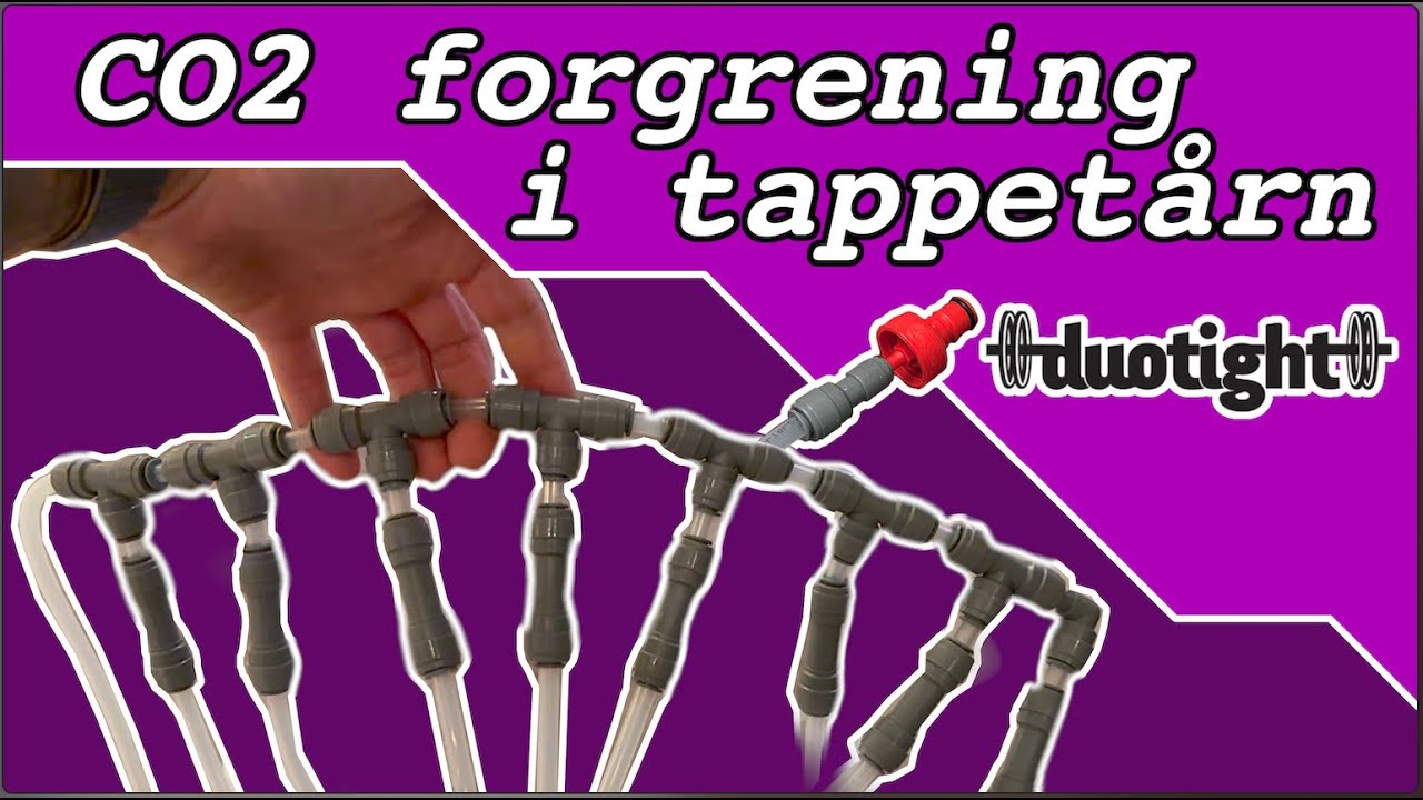 Setter opp CO2 forgrening m duotight koblinger i tappetårnet - YouTube
