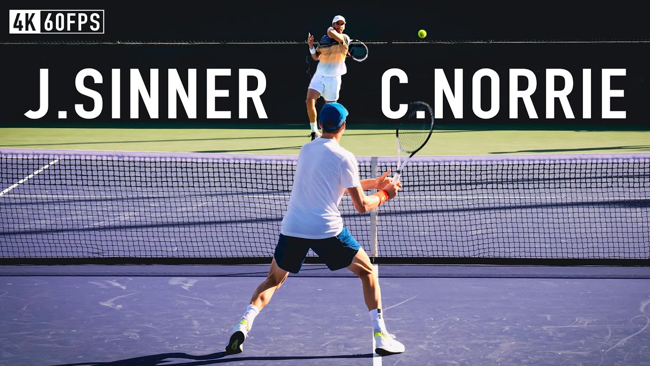 Jannik Sinner vs Cameron Norrie - Court Level Practice [4k 60fps] - YouTube