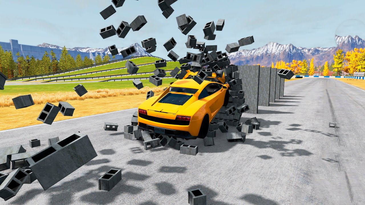 Car VS Brick Wall | BeamNG Drive | BimTestCrash - YouTube