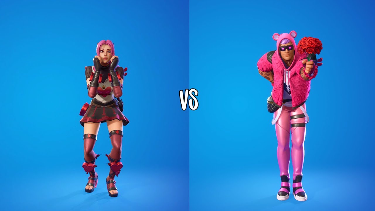 Lovely Skin Vs Cuddle King Skin Showcase with Emotes & Dances Fight ...