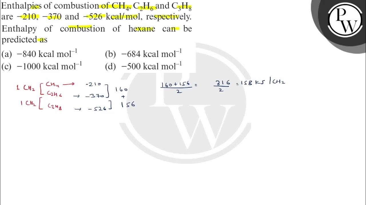 Enthalpies of combustion of \( \mathrm{CH}_{4}, \mathrm{C}_{2} \mathrm{H}_{6} \) and \( \mathrm ...