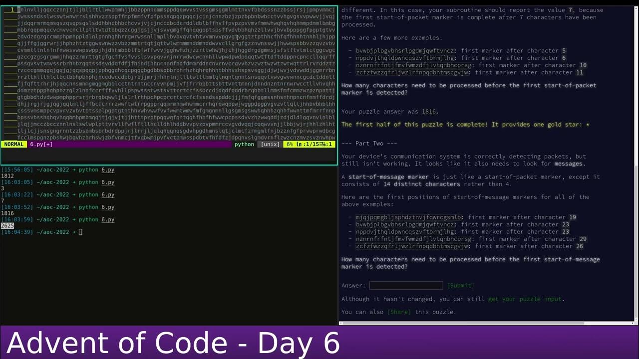Advent of Code 2022 in Python - Day 6 - SOLVED & REFACTORED - YouTube